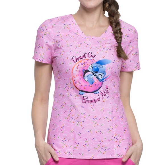 Disney | Tops | Lilo And Stitch Donut Break Scrub Top Sz Xs L Xl Nwt ...